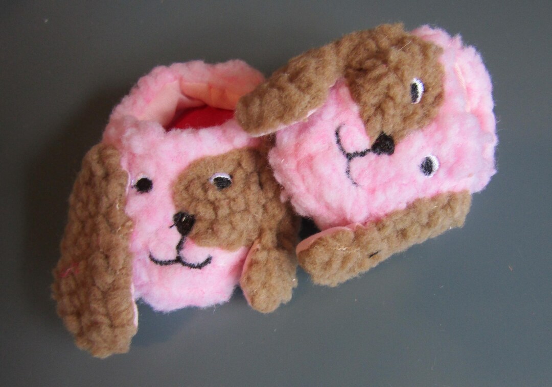 18 & 15 Inch Sherpa Puppy Doll Slippers: Pink and Brown - Etsy