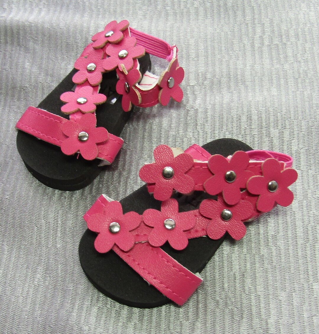18 Doll Flower Strap Sandals: Hot Pink - Etsy