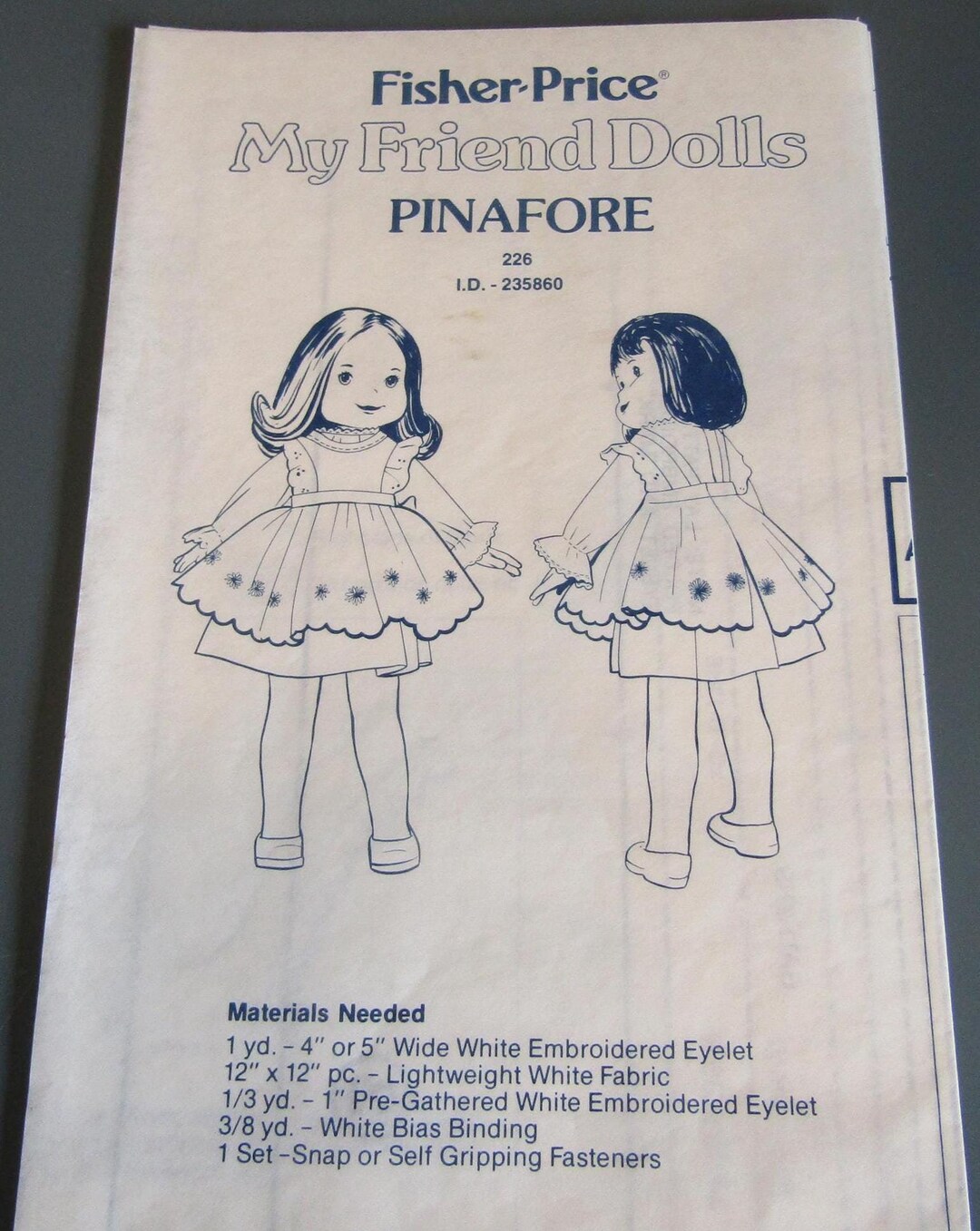 Uncut Vintage My Friend Dolls Pinafore Pattern - Etsy