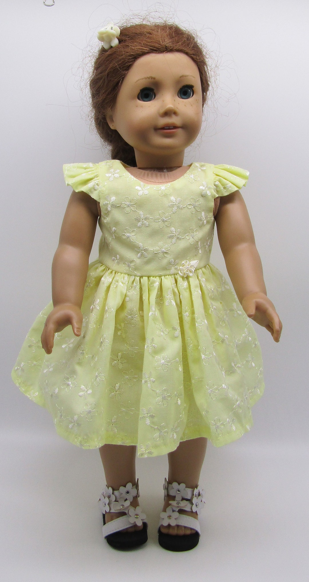 18 Doll Handmade Pale Yellow Allover Eyelet Dress - Etsy