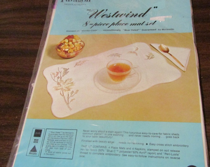 Unopened Vintage Stamped 8 Pc Place Mat Kit: Ready for Embroidery - Etsy