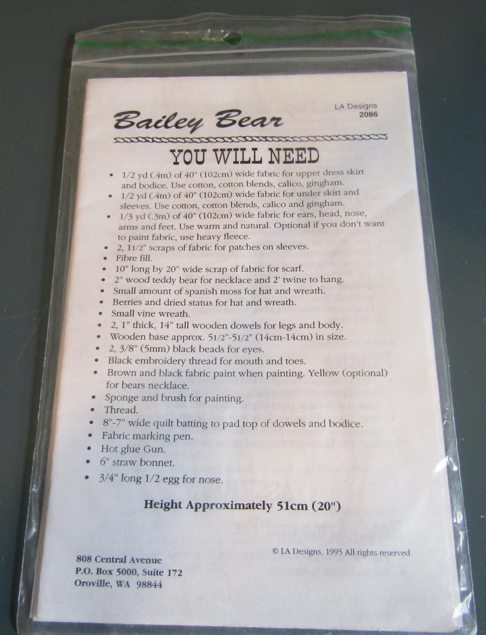 Uncut Vintage Bailey Bear Pattern: 20 Inch - Etsy