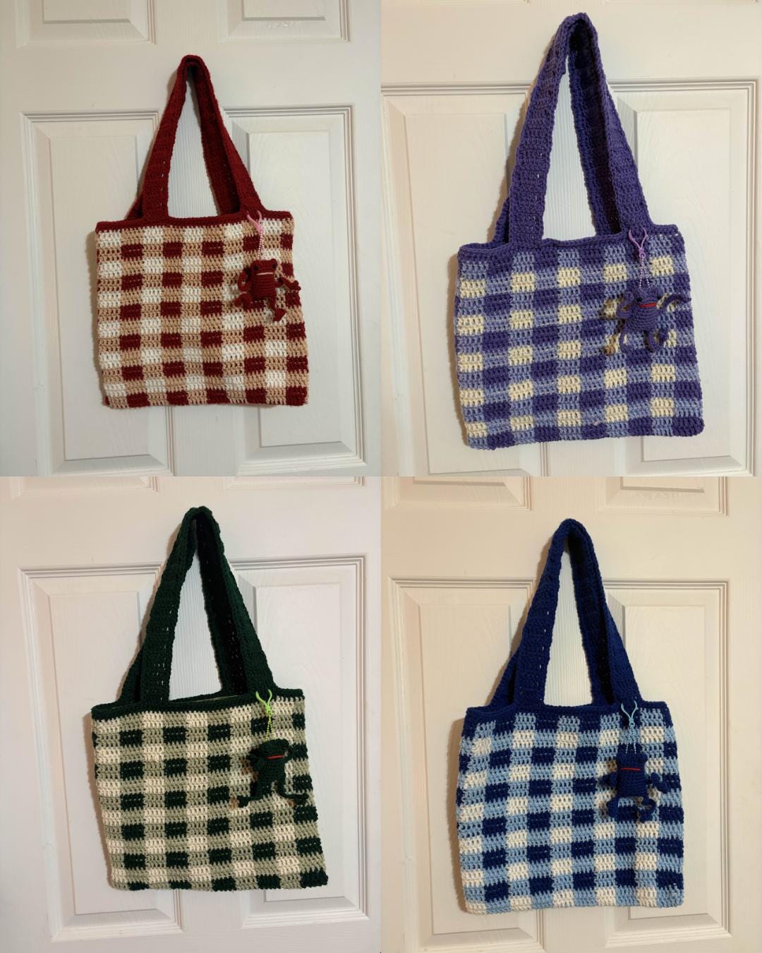 Froggy Gingham Crochet Tote Bags - Etsy