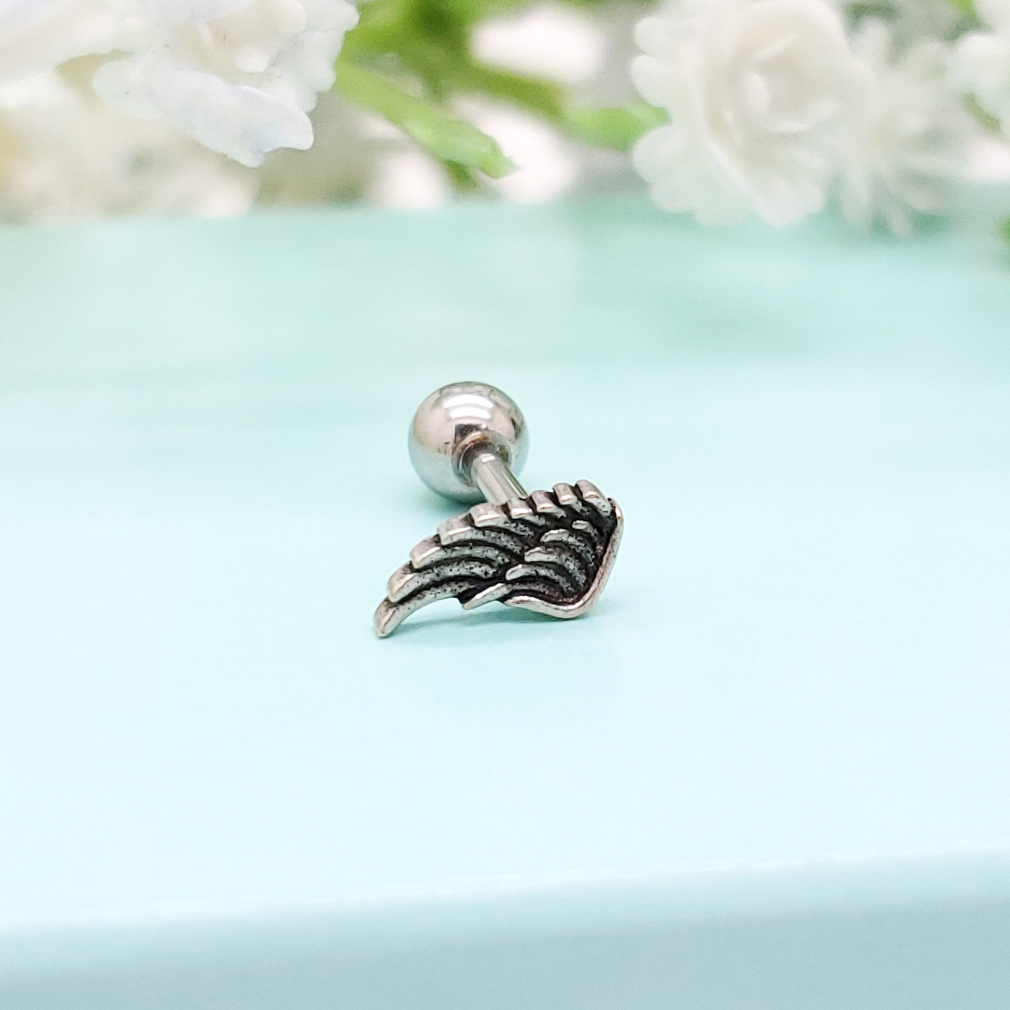 16G Antique Cute Tiny wing Surgical steel Earring Cartilage/ | Etsy