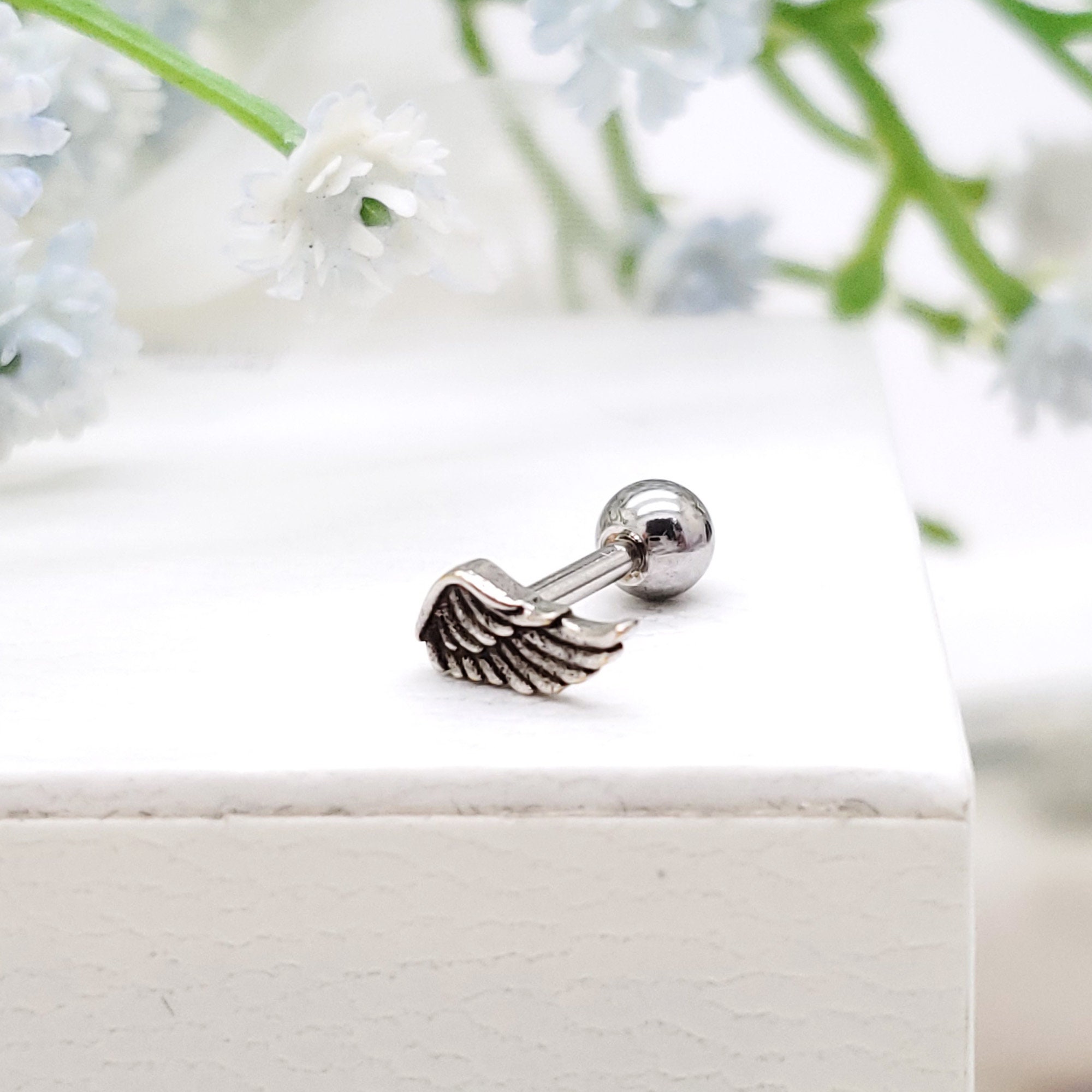 16G Tiny Wing Cartilage Piercing, Surgical Steel Conch Helix Earring - Etsy