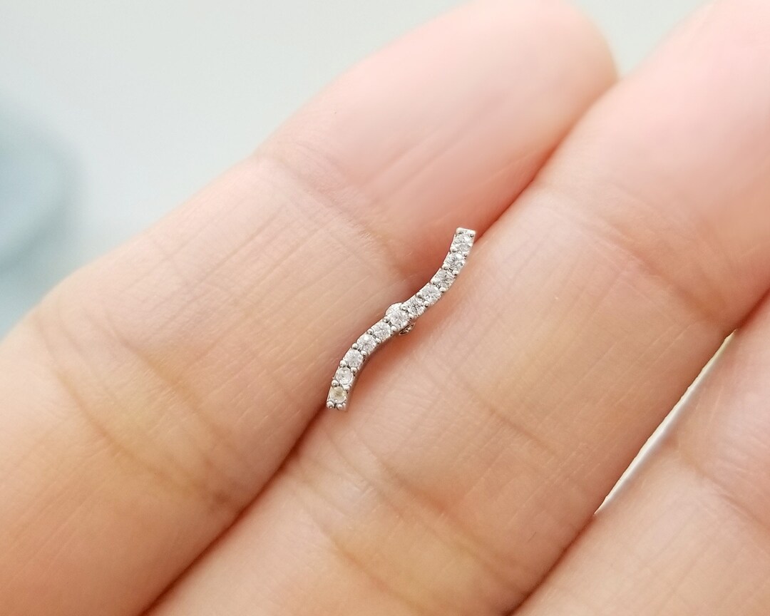 16G Wave Curve Surgical Steel Stud Piercing, Cartilage,helix Piercing ...