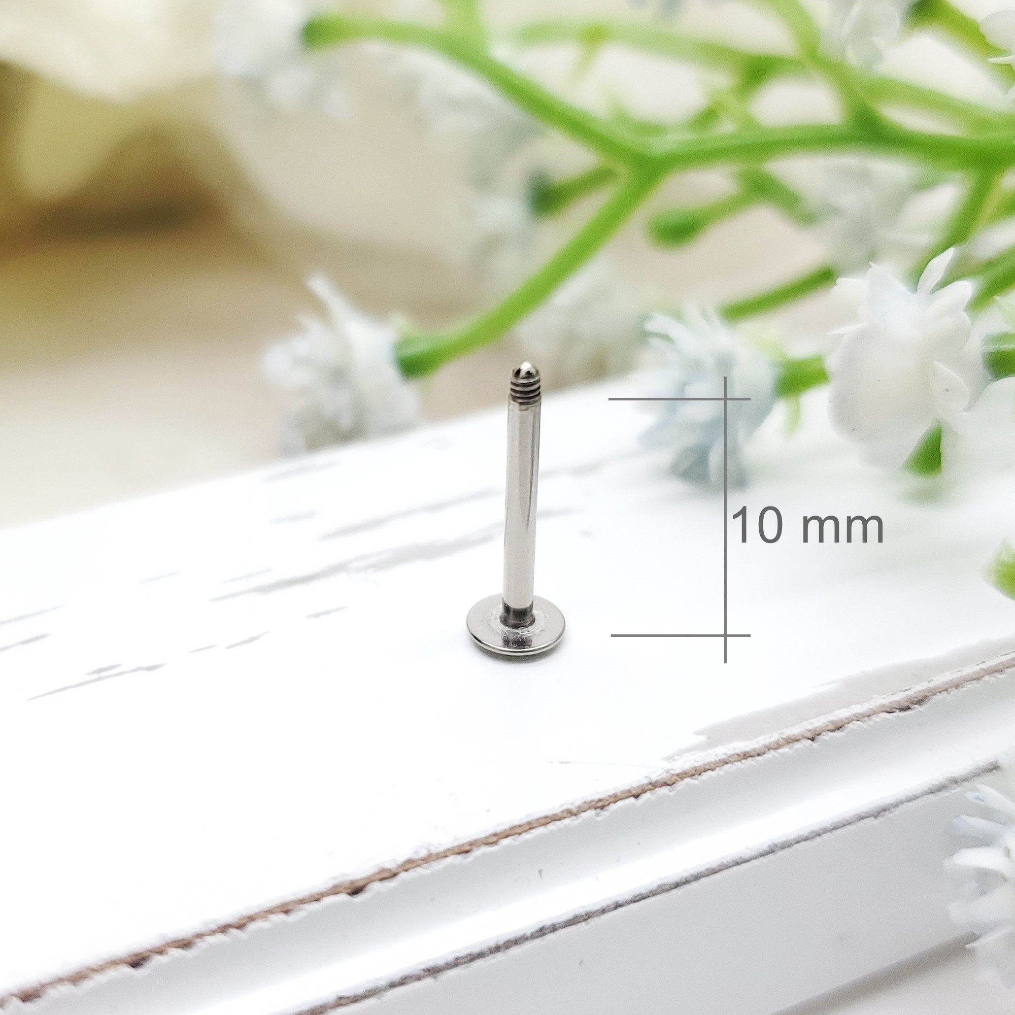 16G Externally Threaded Titanium Labret Stem Post Bar - Etsy