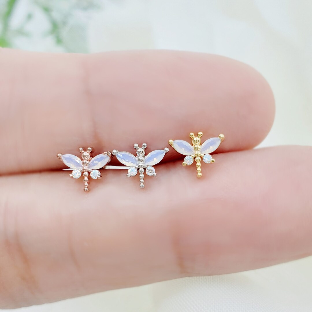 16G Dragonfly Surgical Steel Stud Earring/cartilage/conch/ Helix ...