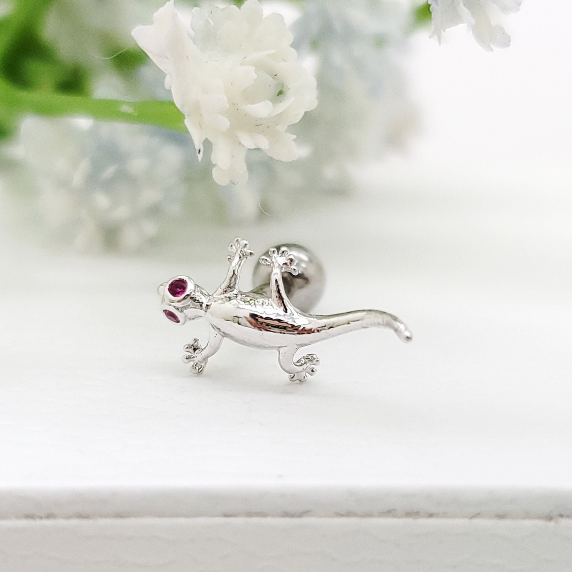 16G Hot Pink Eyes Lizard Surgical Steel Stud - Etsy