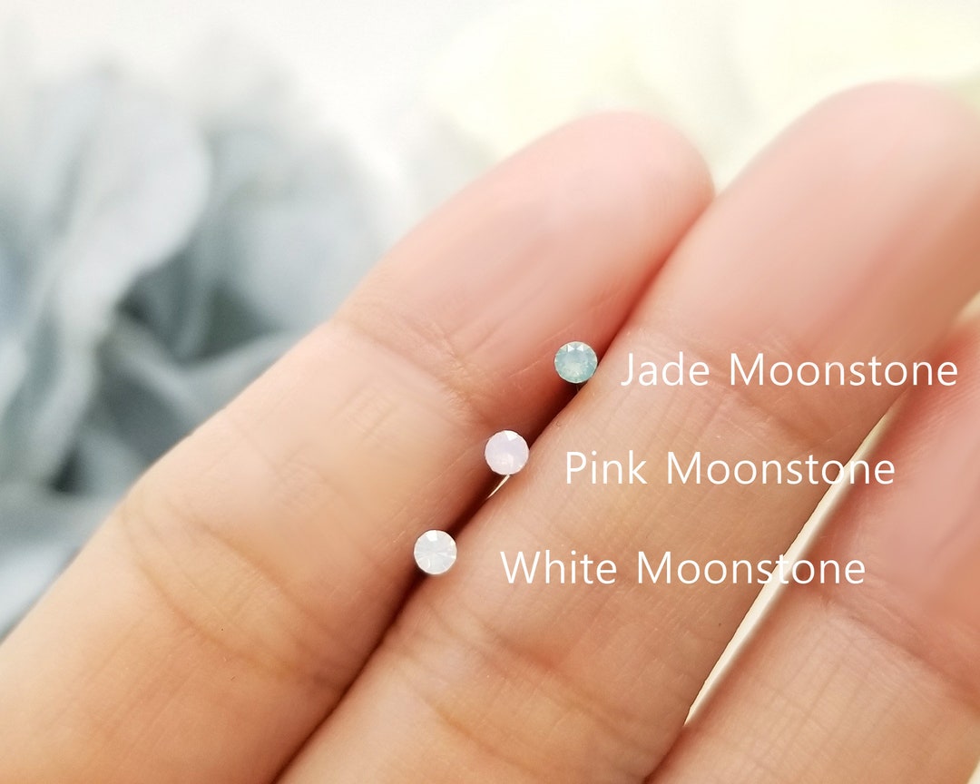 16G Tiny 2.5mm Moonstone Surgical Steel Stud Piercing, Cartilage ...