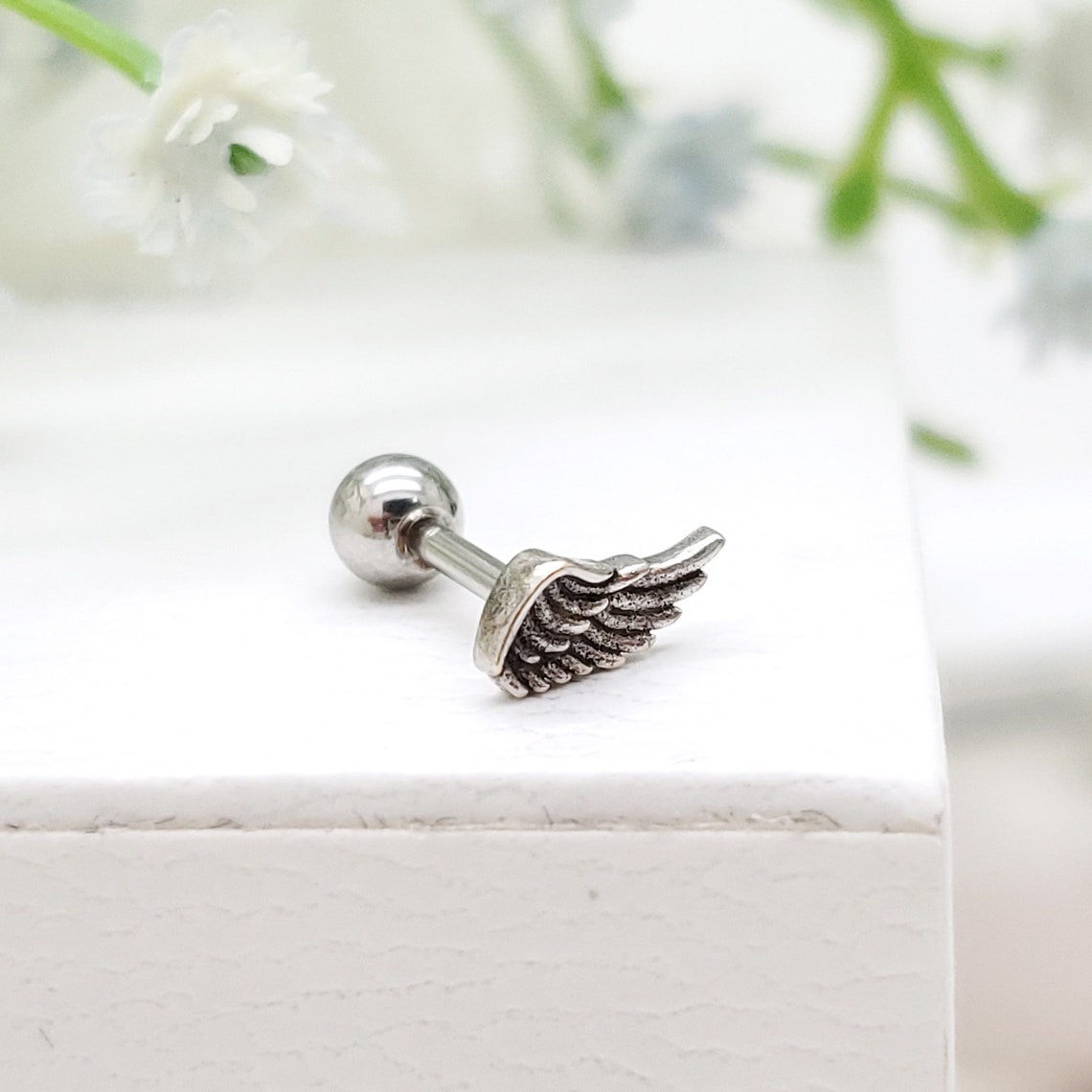 16G Tiny Wing Cartilage Piercing, Surgical Steel Conch Helix Earring - Etsy