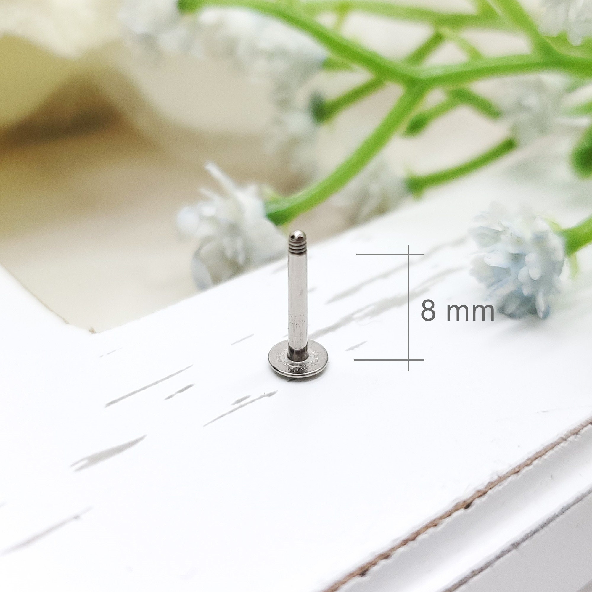 16G Externally Threaded Titanium Labret Stem Post Bar | Etsy