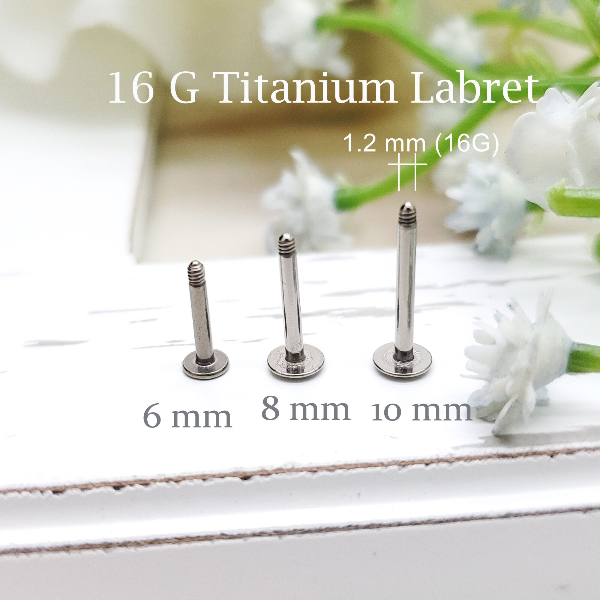 16G Externally Threaded Titanium Labret Stem Post Bar - Etsy
