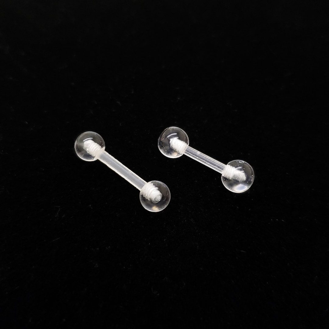 16G Bioflex Bioplast Piercing Clear Retainer With Ball Ends Cartilage ...