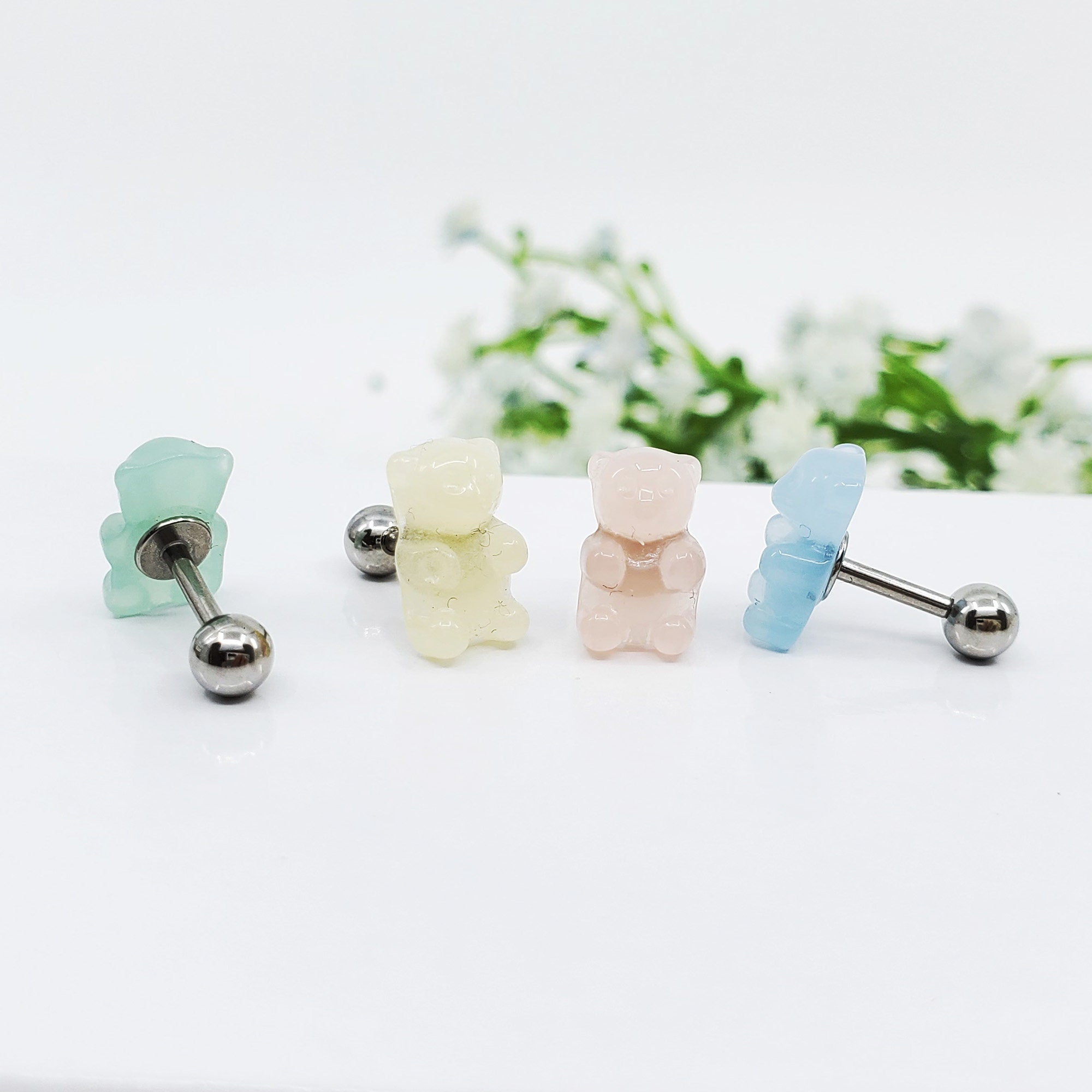 16G Pastel Color Gummy Bear Surgical Steel Stud Piercing - Etsy