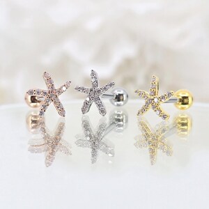 16G,20G,21G Dainty Starfish Cartilage Surgical Steel Stud Earring ...
