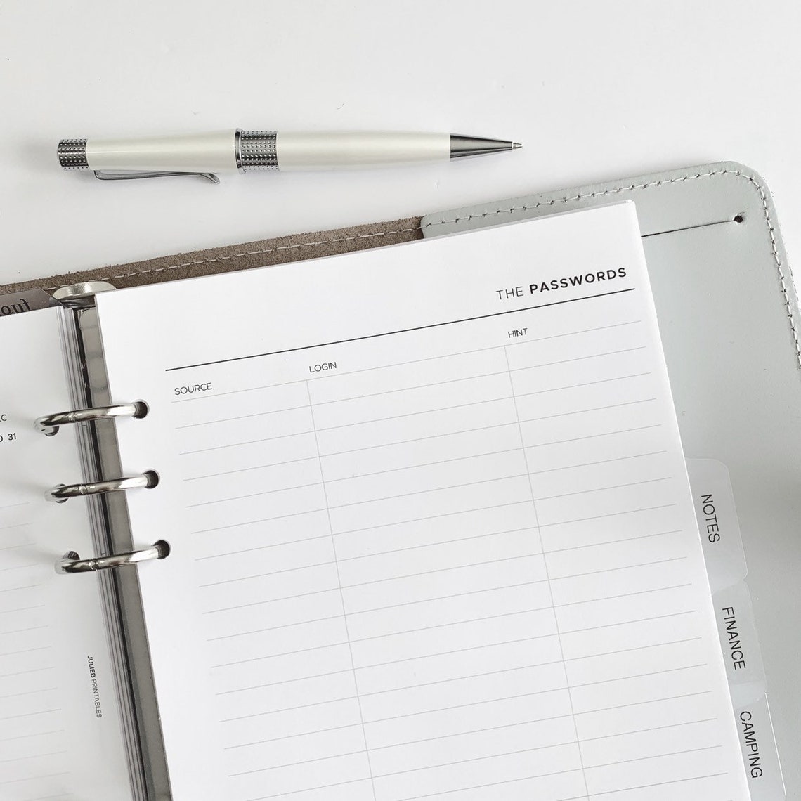 Password Tracker Minimalist A5 SIZE Planner Insert, Modern Minimal ...