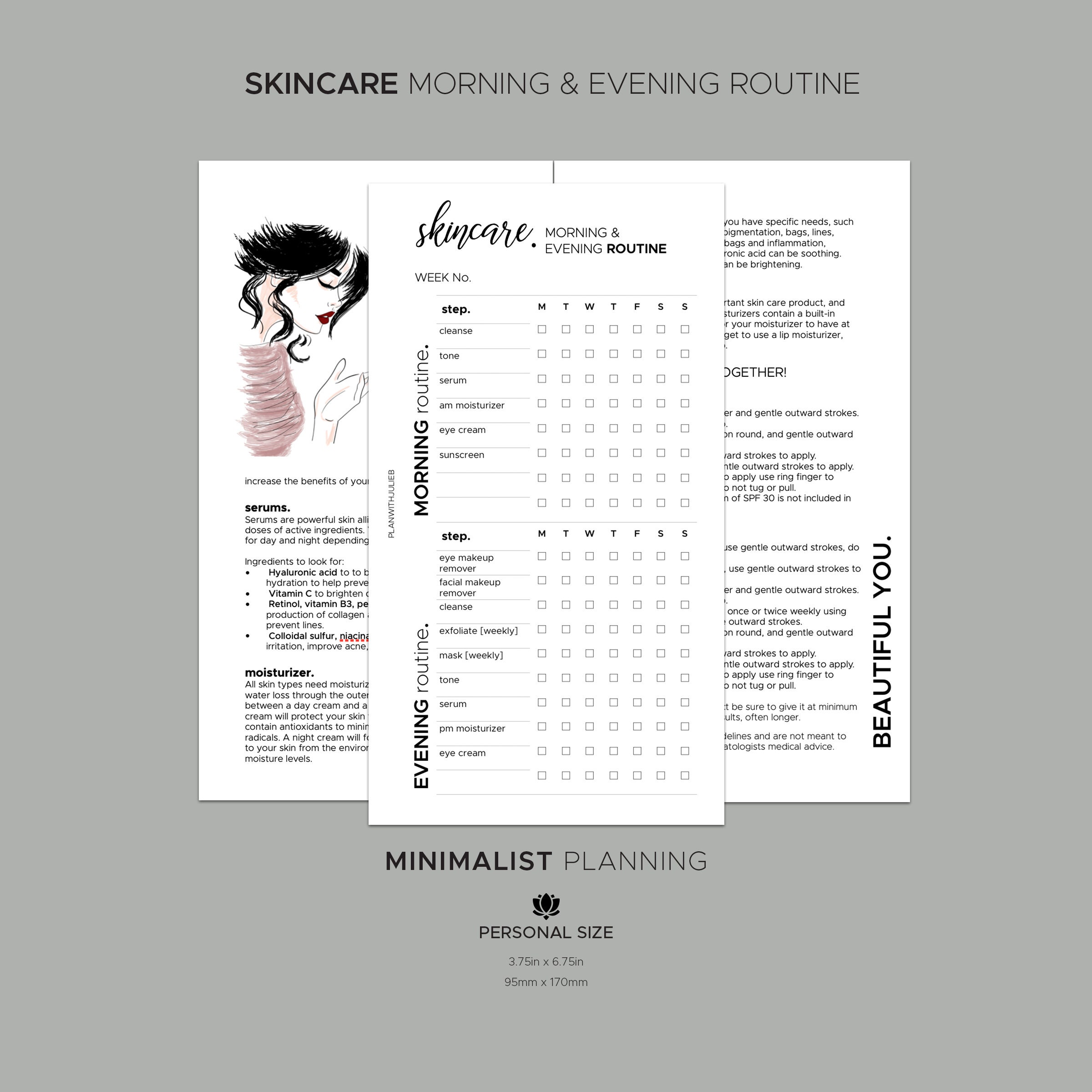 Skincare Morning and Evening Routine, Minimalistic PERSONAL SIZE ...