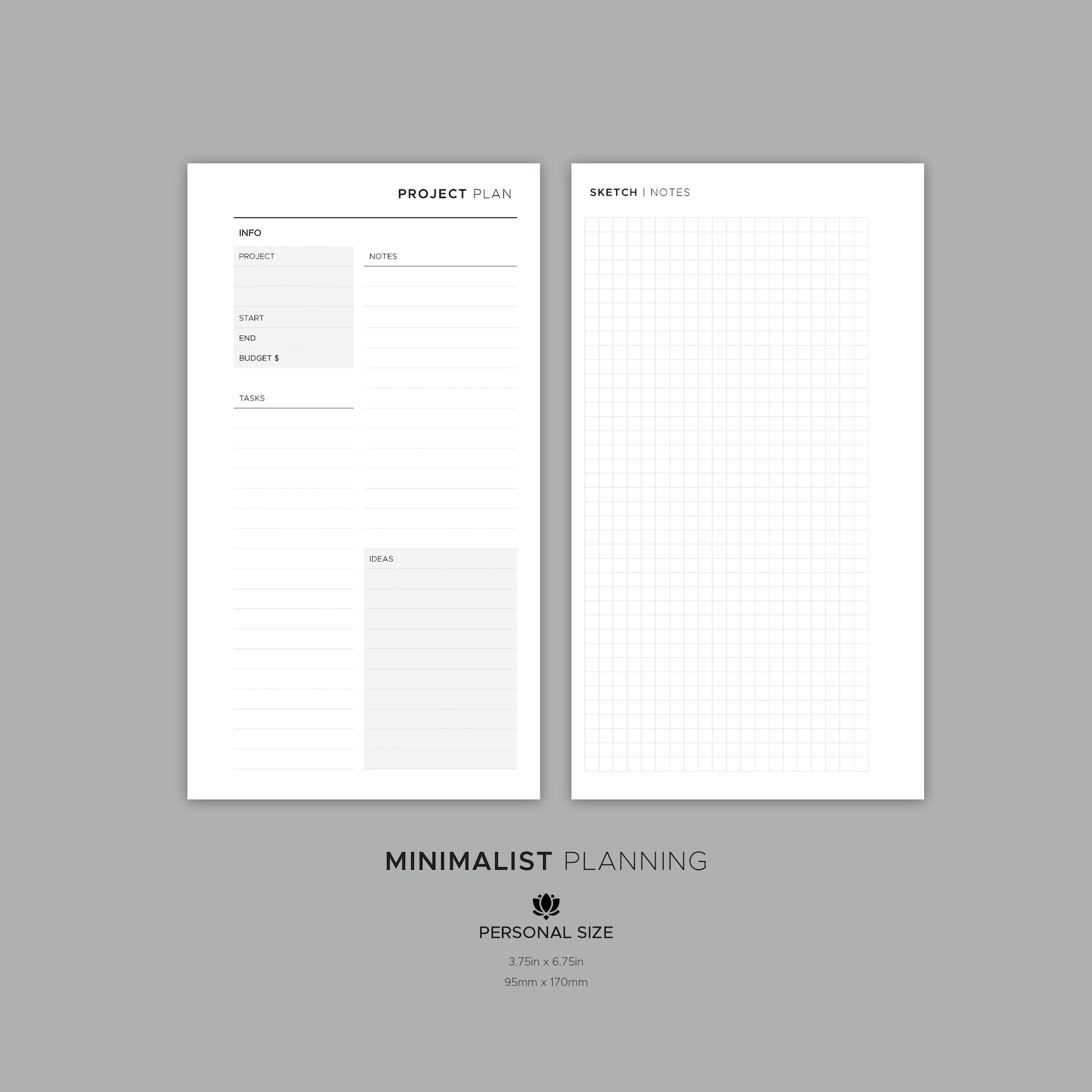 Project Plan Minimalist Planner Insert, Modern Minimal Printable ...