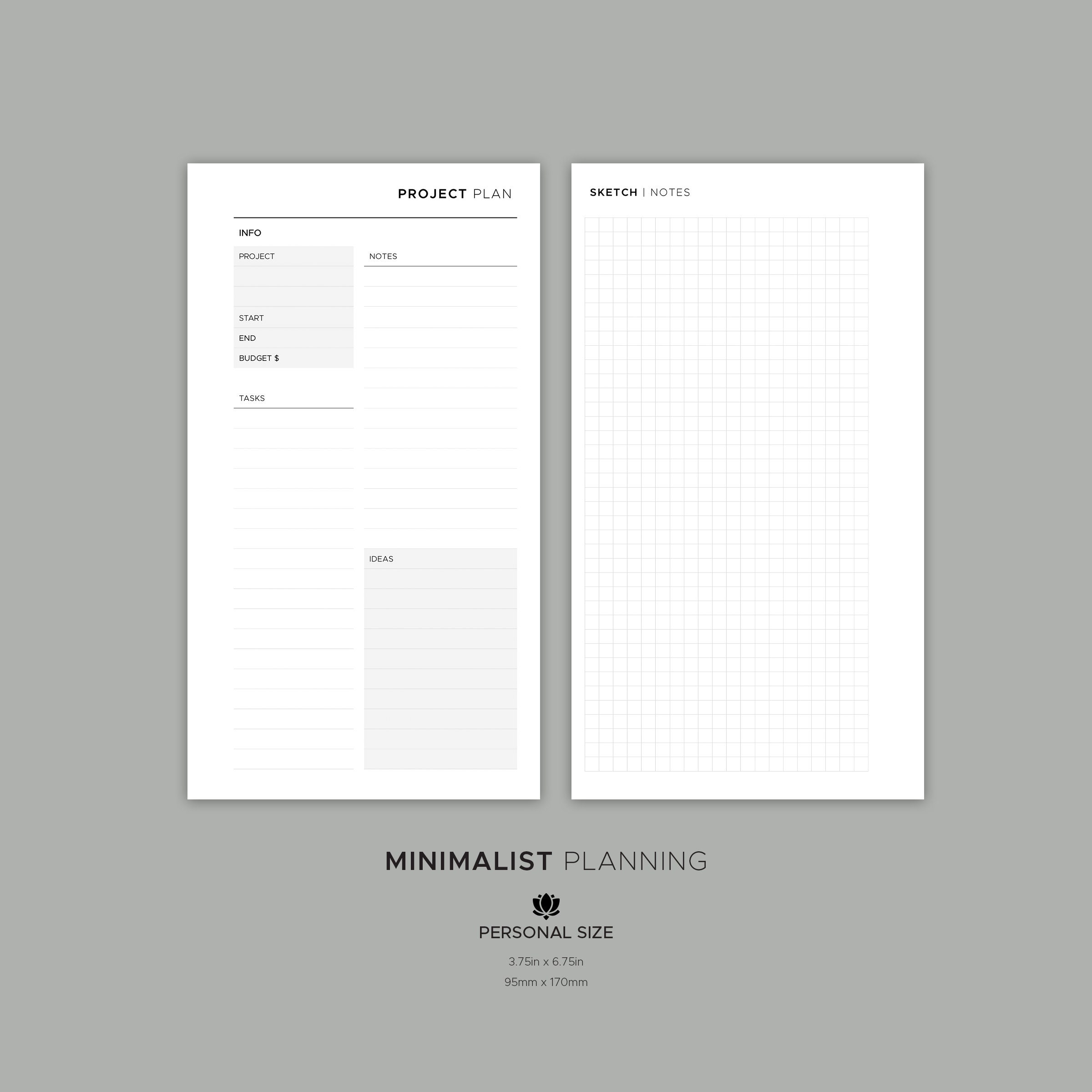 Project Plan Minimalist Planner Insert, Modern Minimal Printable ...