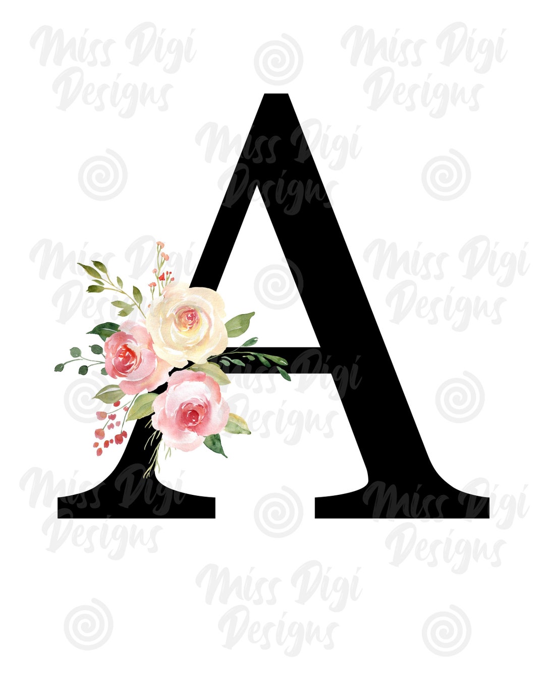 Floral Letters-light Pink Blush (all Letters A-Z) Digital Download ...