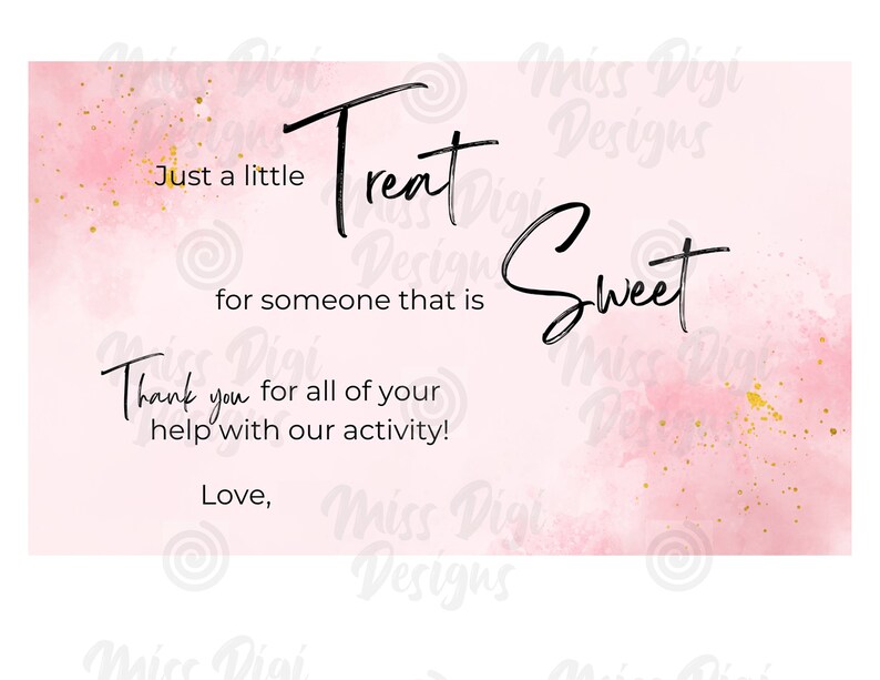 Sweet Treat Thank You Printable-teachers-friends-colleagues - Etsy