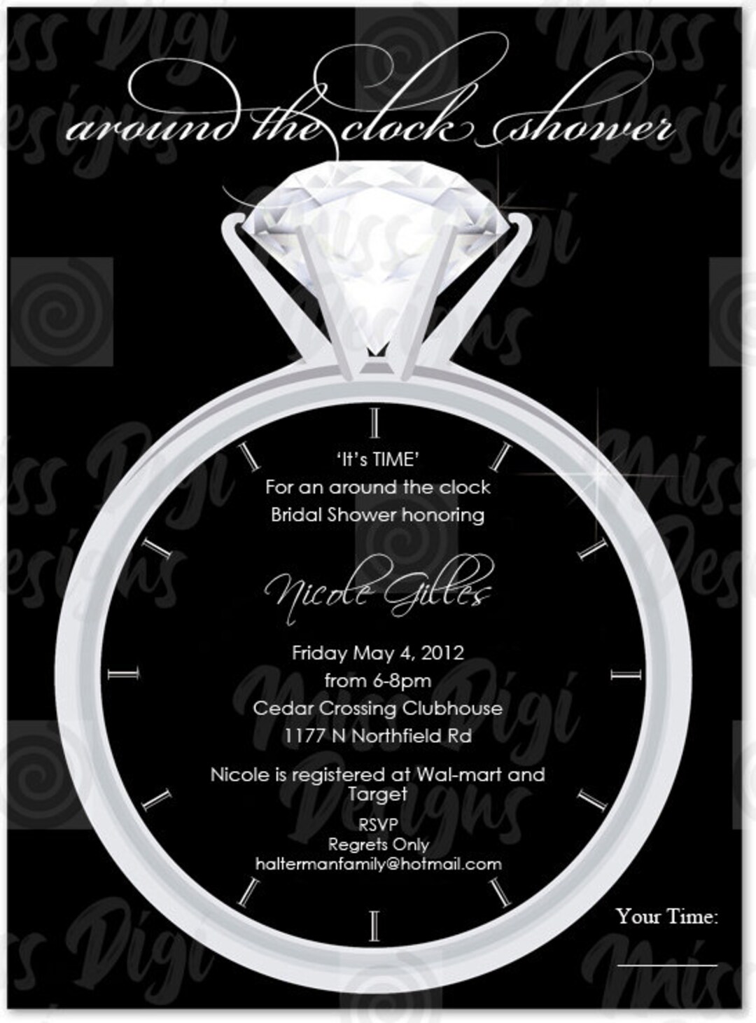 Around the Clock Bridal Shower Invitation, Digital Invitation, Not ...