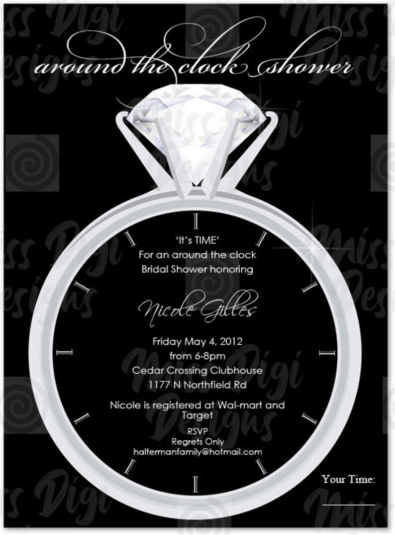 Around the Clock Bridal Shower Invitation, Digital Invitation, Not ...