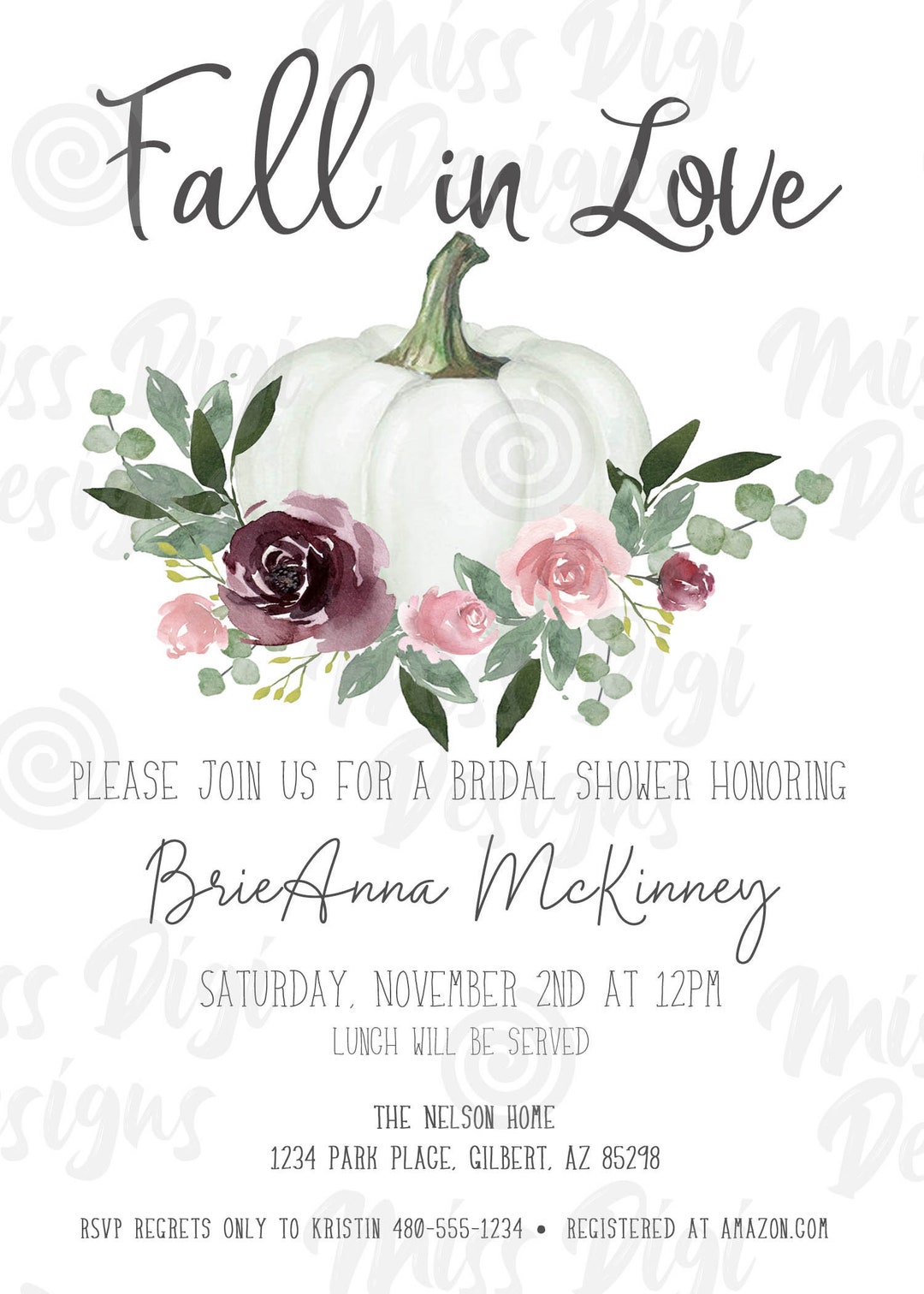 Fall in Love Bridal Shower Invitation and Package. Files for - Etsy