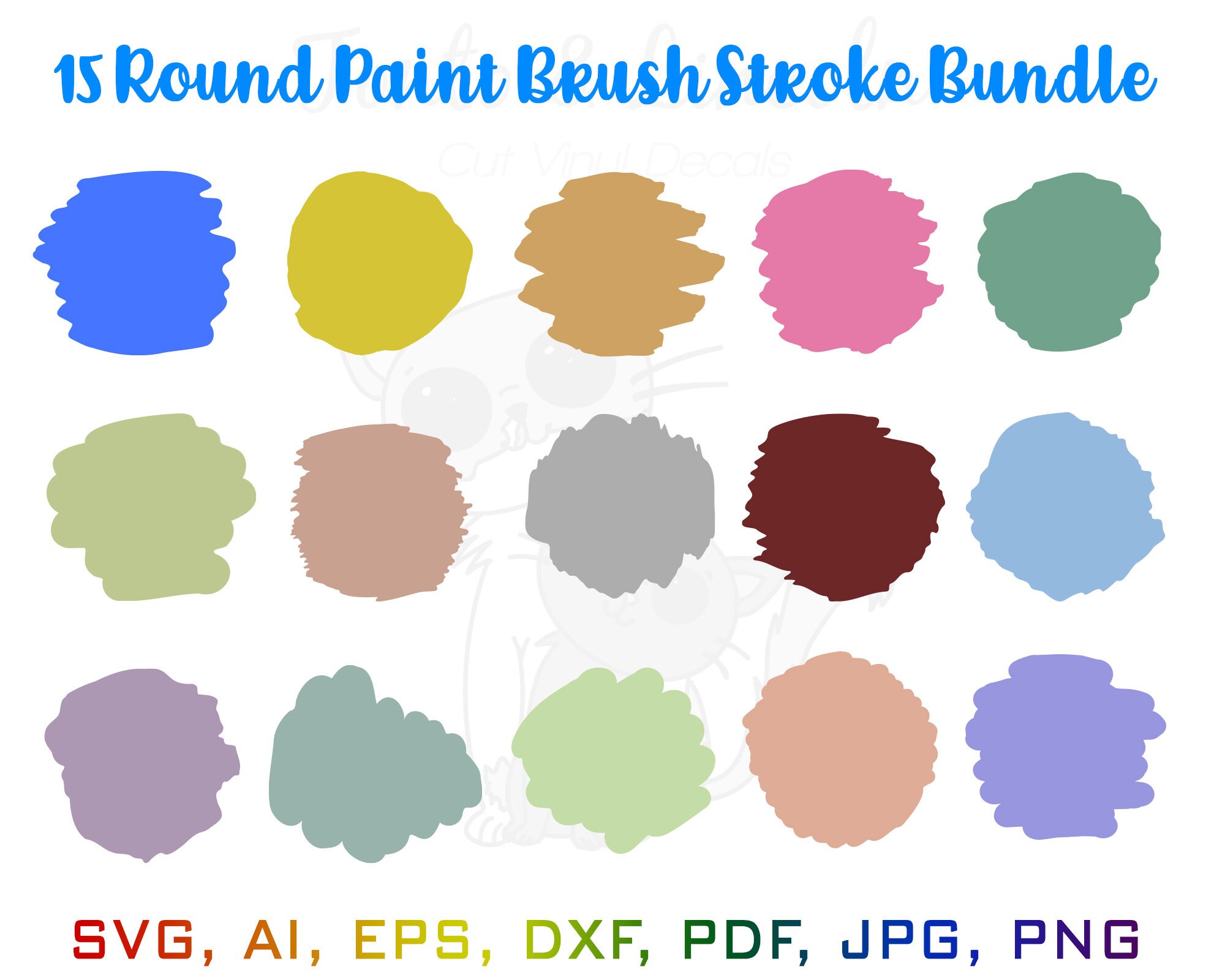 Paint Brush Stroke Svg Hand Drawn Brush Strokes Svg 15 Round | Etsy