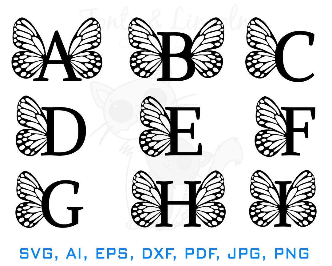Butterfly Wings Monogram Alphabet Svg, Monogram Alphabet Svg, Alphabet ...