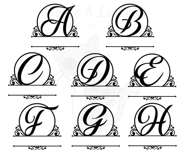 Elegant Split Circle Monogram Alphabet Svg Monogram Alphabet - Etsy