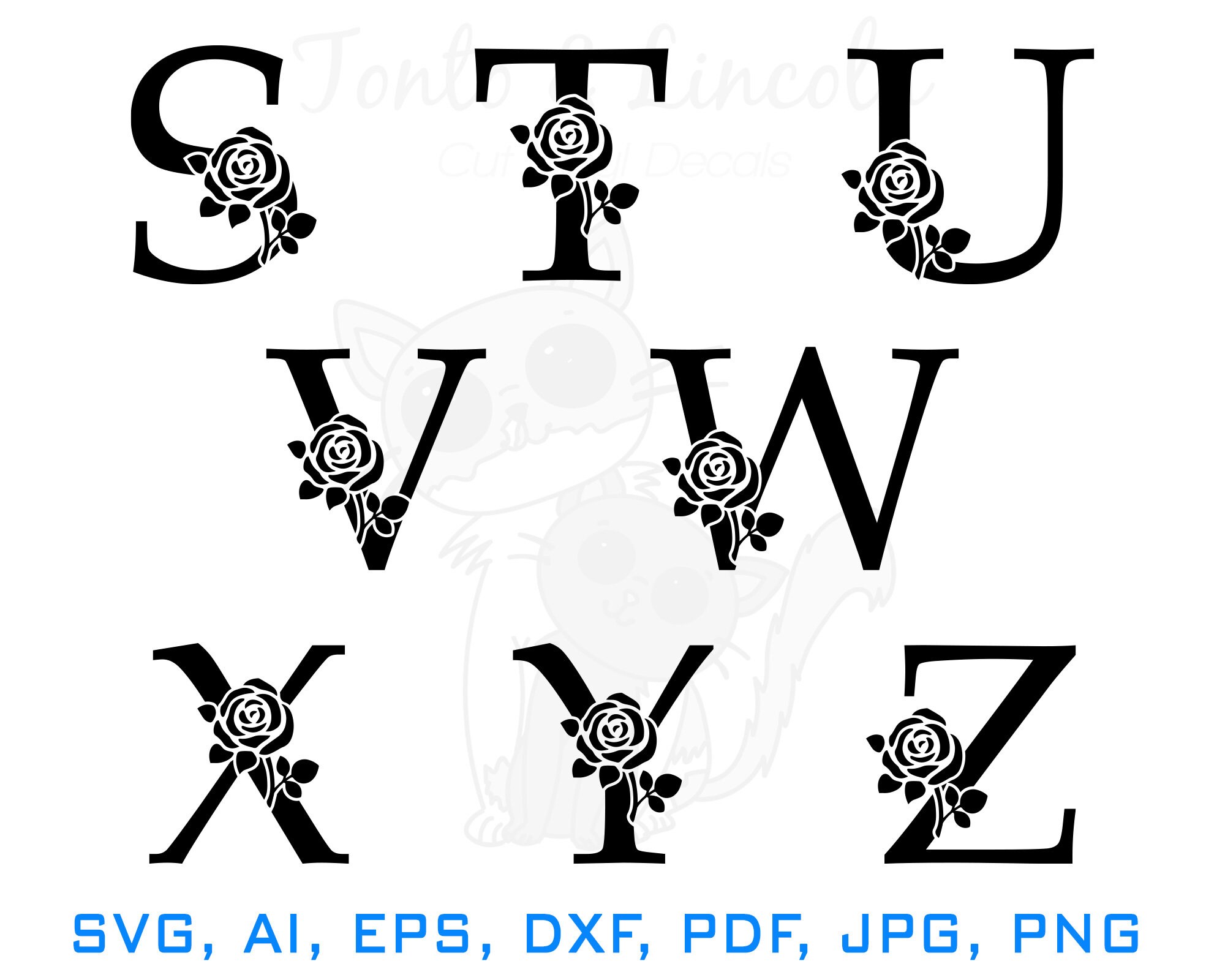 Rose Floral Monogram Svg Flower Monogram Svg Alphabet Svg - Etsy