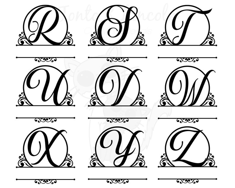 Elegant Split Circle Monogram Alphabet Svg Monogram Alphabet - Etsy