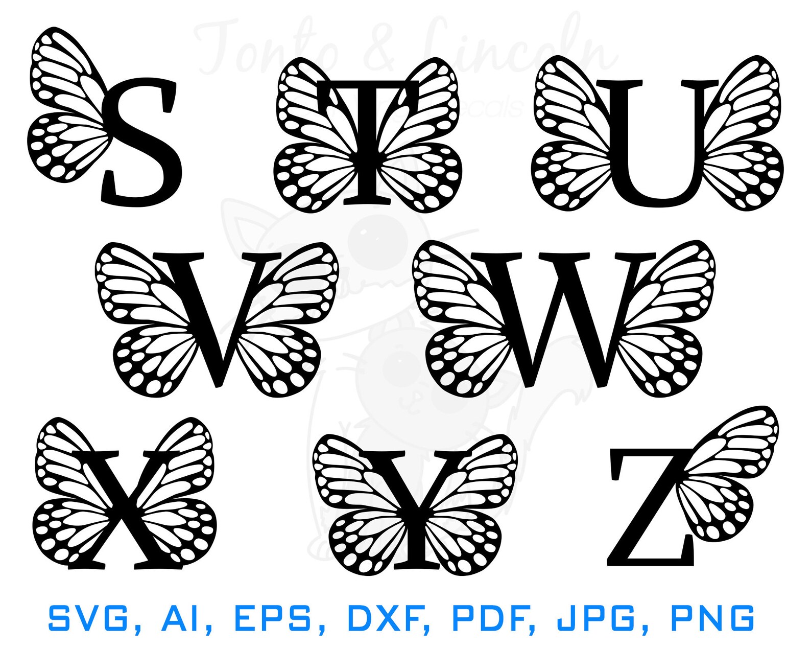 Butterfly Wings Monogram Alphabet Svg Monogram Alphabet Svg | Etsy