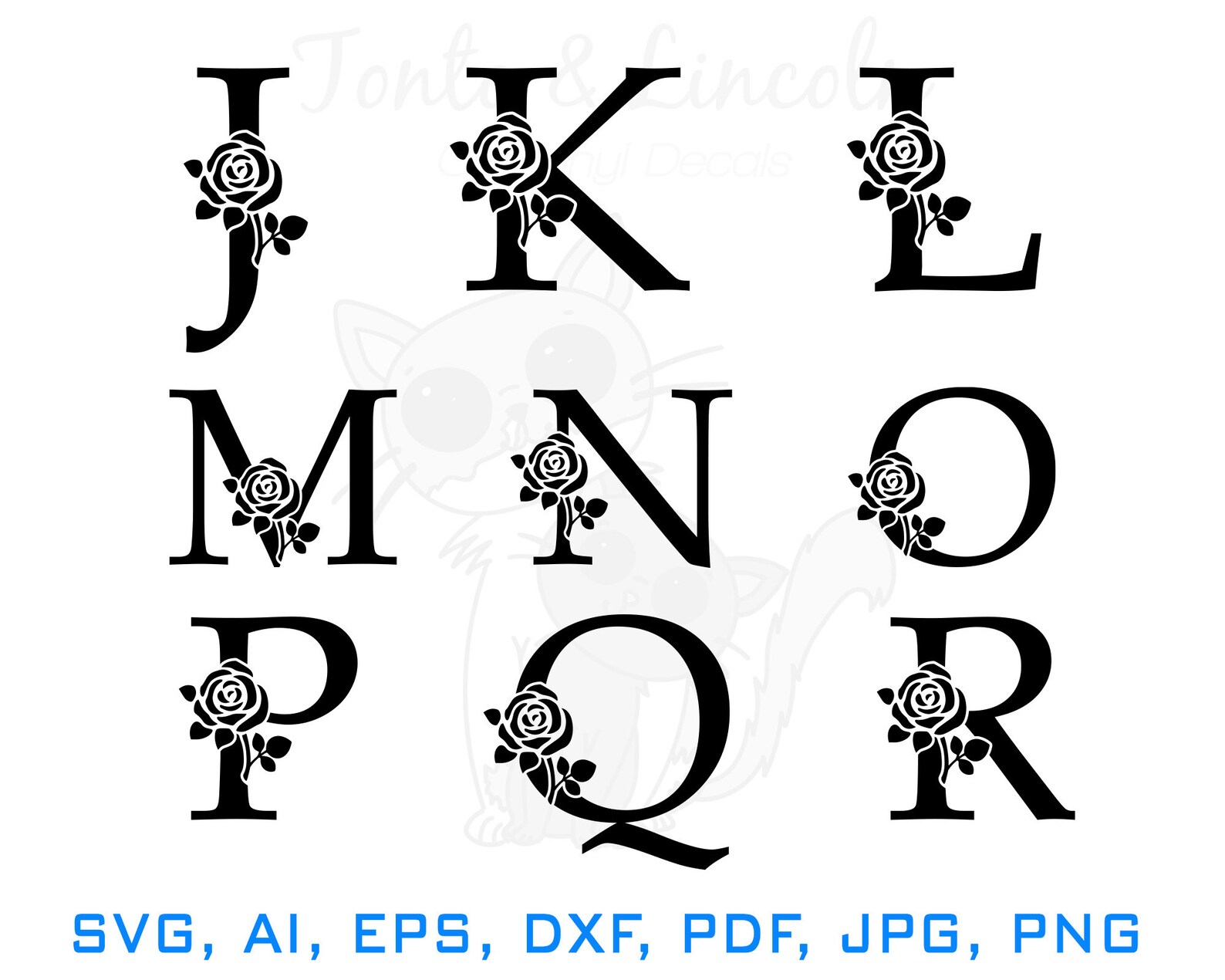 Rose Floral Monogram Svg Flower Monogram Svg Alphabet Svg - Etsy