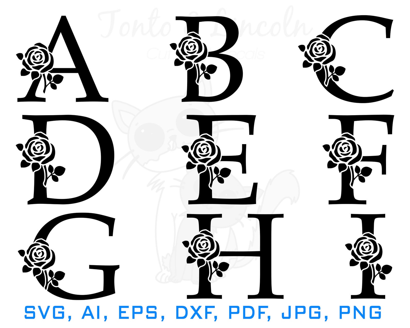 Rose Floral Monogram Svg Flower Monogram Svg Alphabet Svg - Etsy