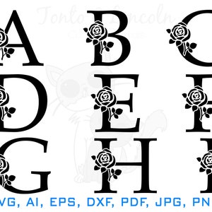 Rose Floral Monogram Svg, Flower Monogram Svg, Alphabet Svg, Floral ...