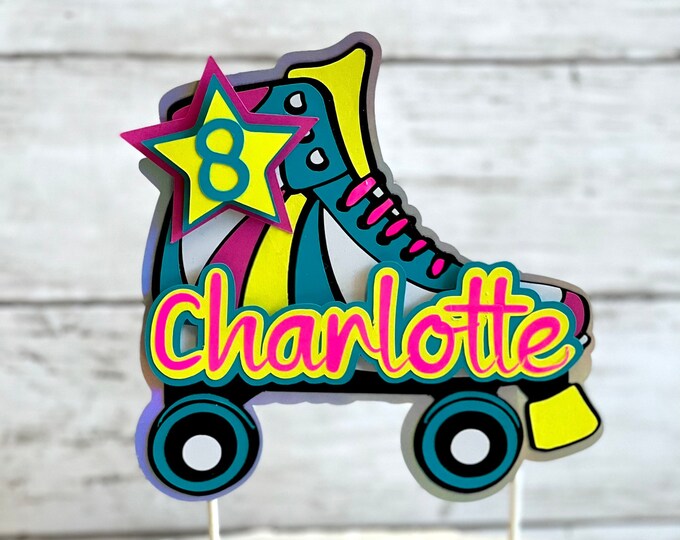 Skate Party Cake Topper Skate Birthday Decor Roller Skating Party ...
