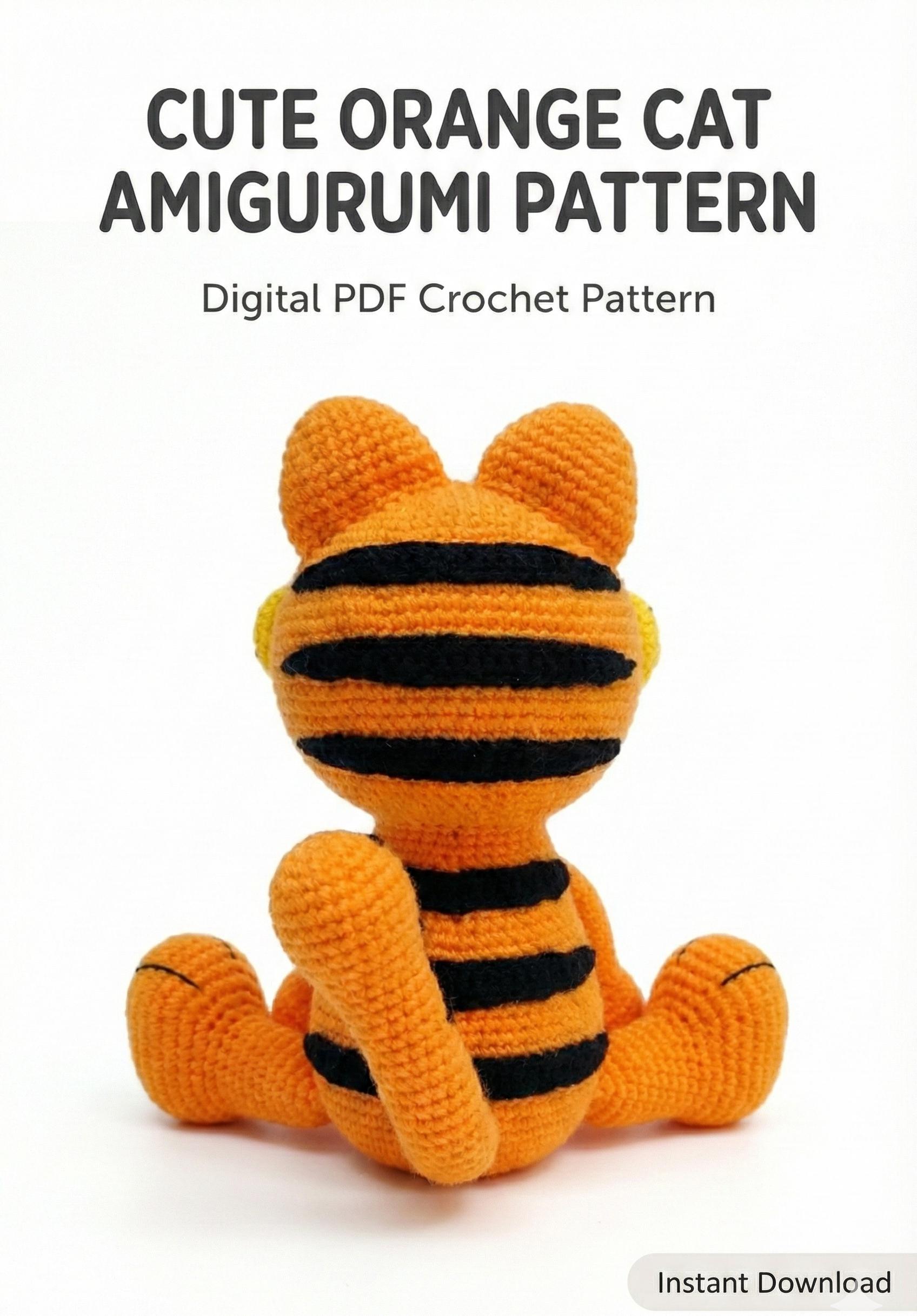 Orange Cat Amigurumi Crochet Pattern PDF – Sitting Cat Toy, Instant ...
