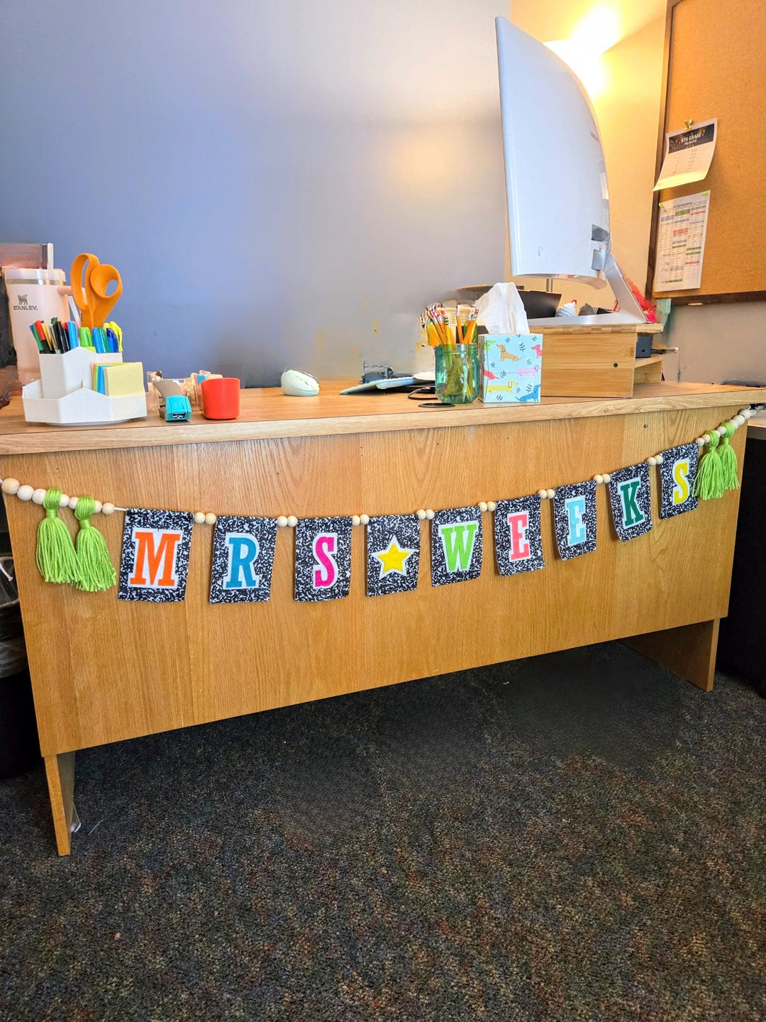Classroom Garland Decor Custom Teacher Name Banner Composition Notebook ...