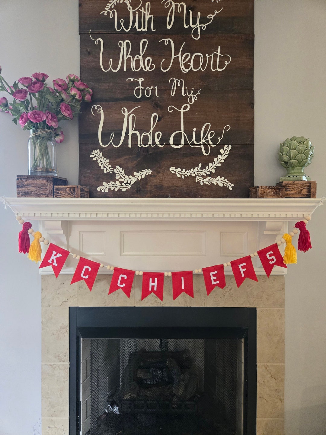 Football Garland for Kansas City Chiefs Bunting Felt Flag Red Chiefs ...