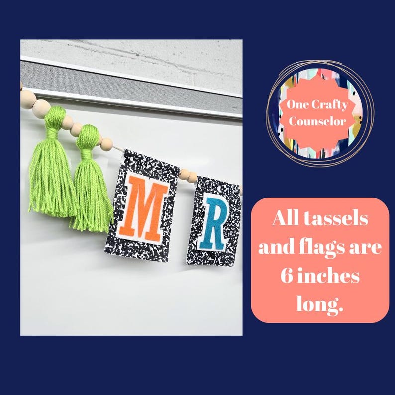 Classroom Garland Decor Custom Teacher Name Banner Composition Notebook ...