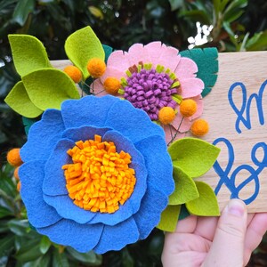 Floral Teacher Classroom Decor Personalized Felt Flower Name Sign Hand ...