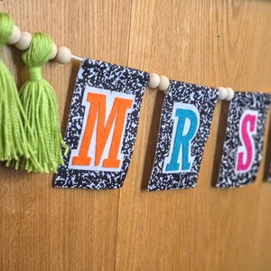 Classroom Garland Decor Custom Teacher Name Banner Composition Notebook ...