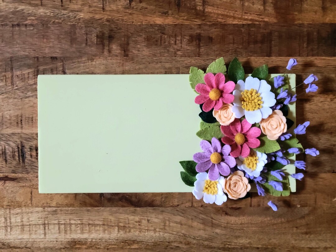 Felt Flower Custom Sign Name Sign for Desk Teacher Wood Sign Flowers ...