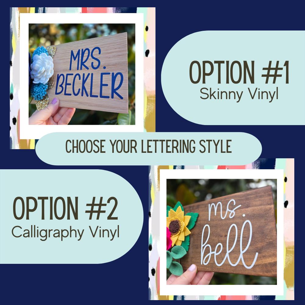 Floral Teacher Classroom Decor Personalized Felt Flower Name Sign Hand ...