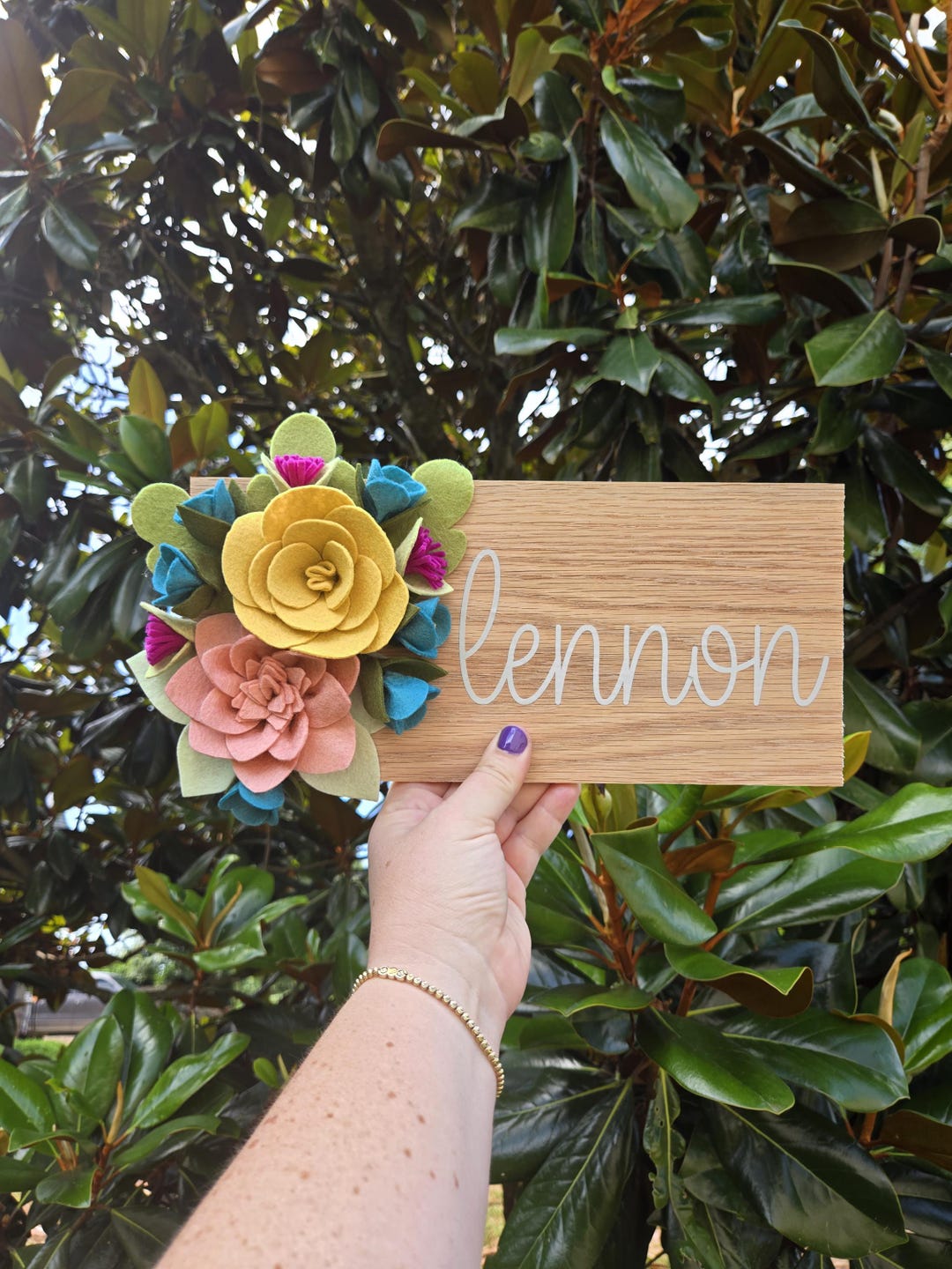 Girls Room Flower Sign Personalized Floral Decor Custom Bedroom Sign ...