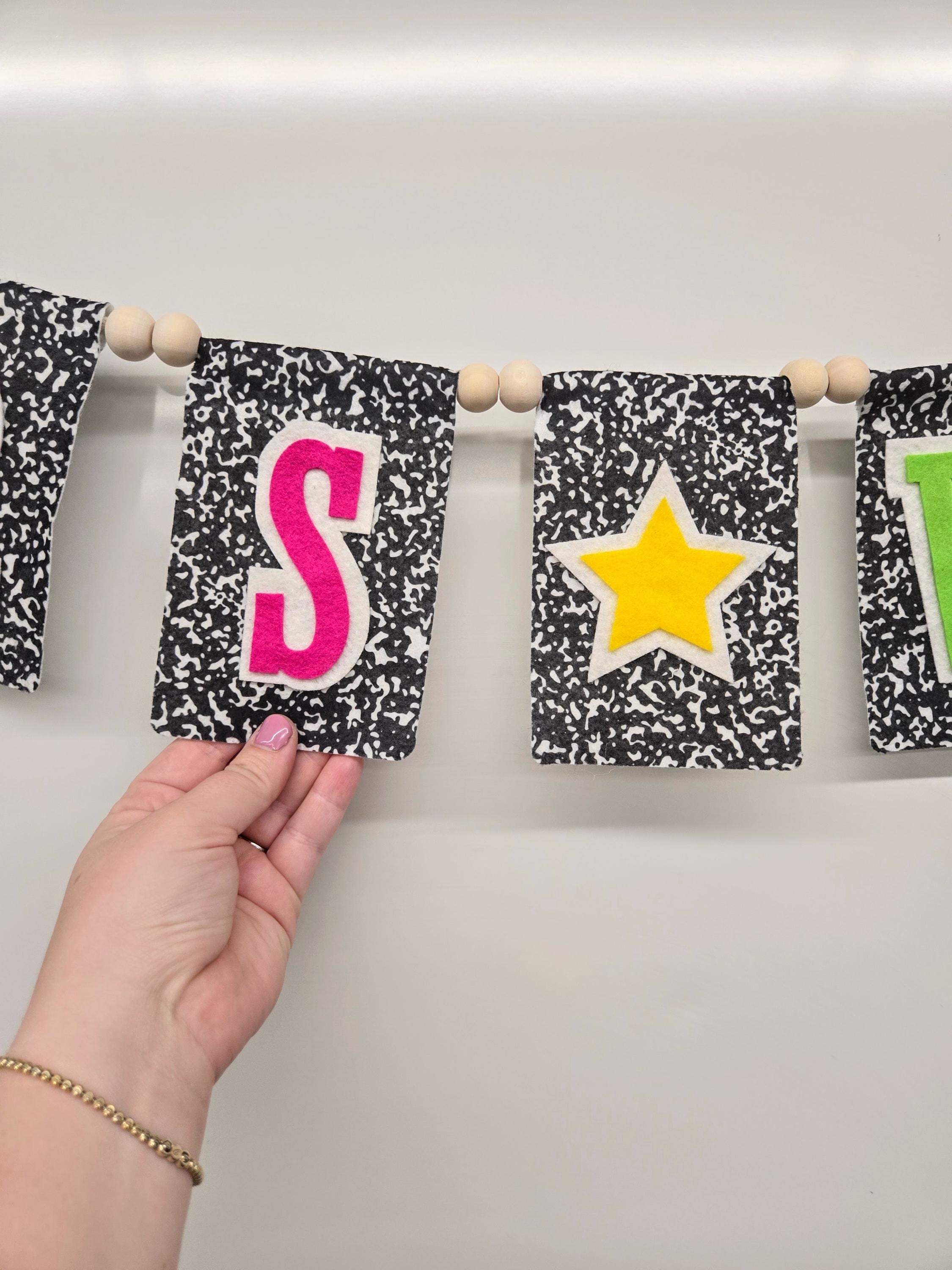 Classroom Garland Decor Custom Teacher Name Banner Composition Notebook ...