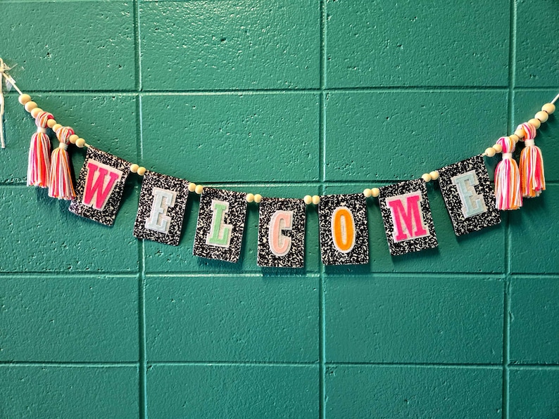 Welcome Classroom Garland Light Pastel Color Custom Teacher Name Banner ...